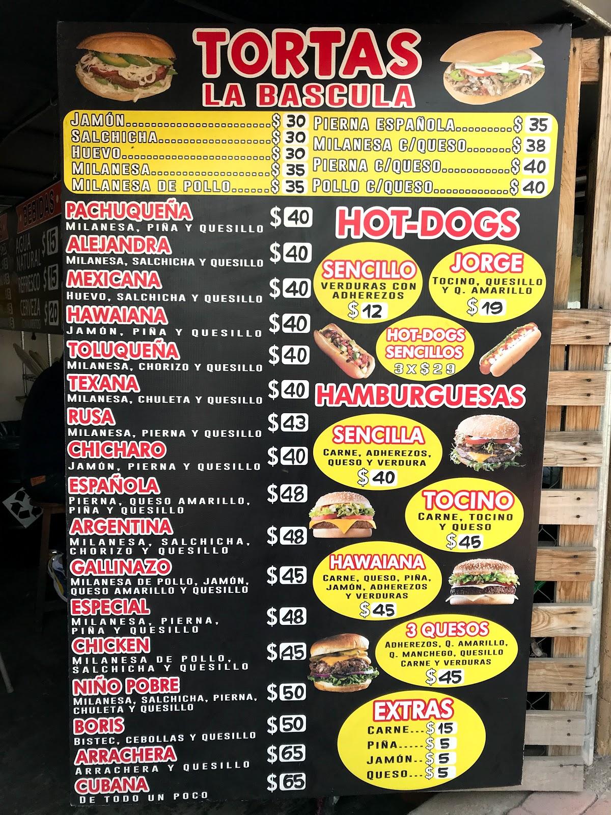 Carta del restaurante Tortas Y Tacos "El Toro", Tizayuca