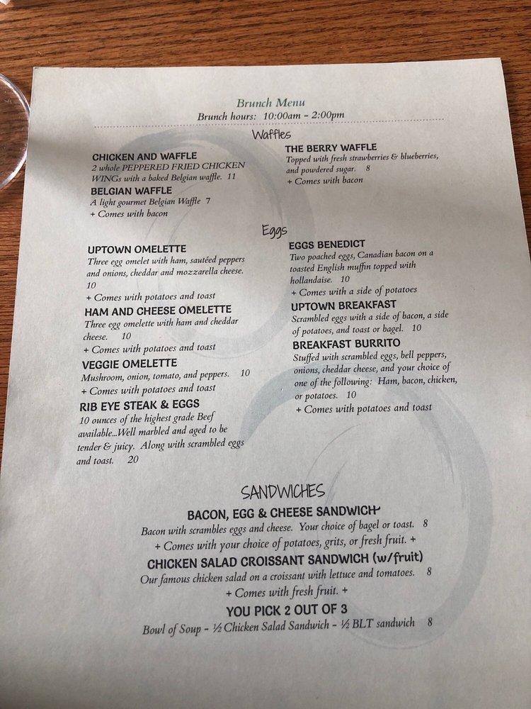 Menu at Uptown Cafe Oxford, Oxford