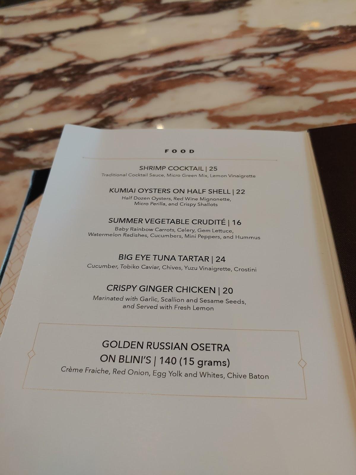 Menu at Allē Lounge on 66 pub & bar, Las Vegas