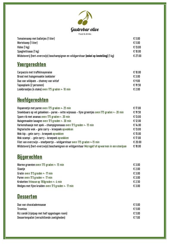 Menu at GASTROBAR OLIVE, Arendonk