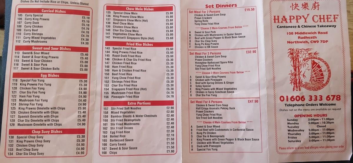 Menu at Happy Chef fast food, Northwich