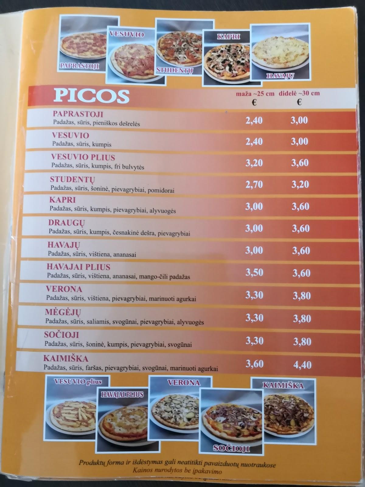 Menu at Lazdijų Picerija restaurant, Lazdijai