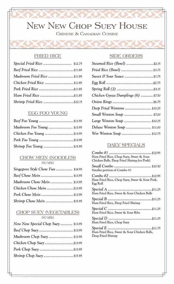 Chop suey menu store