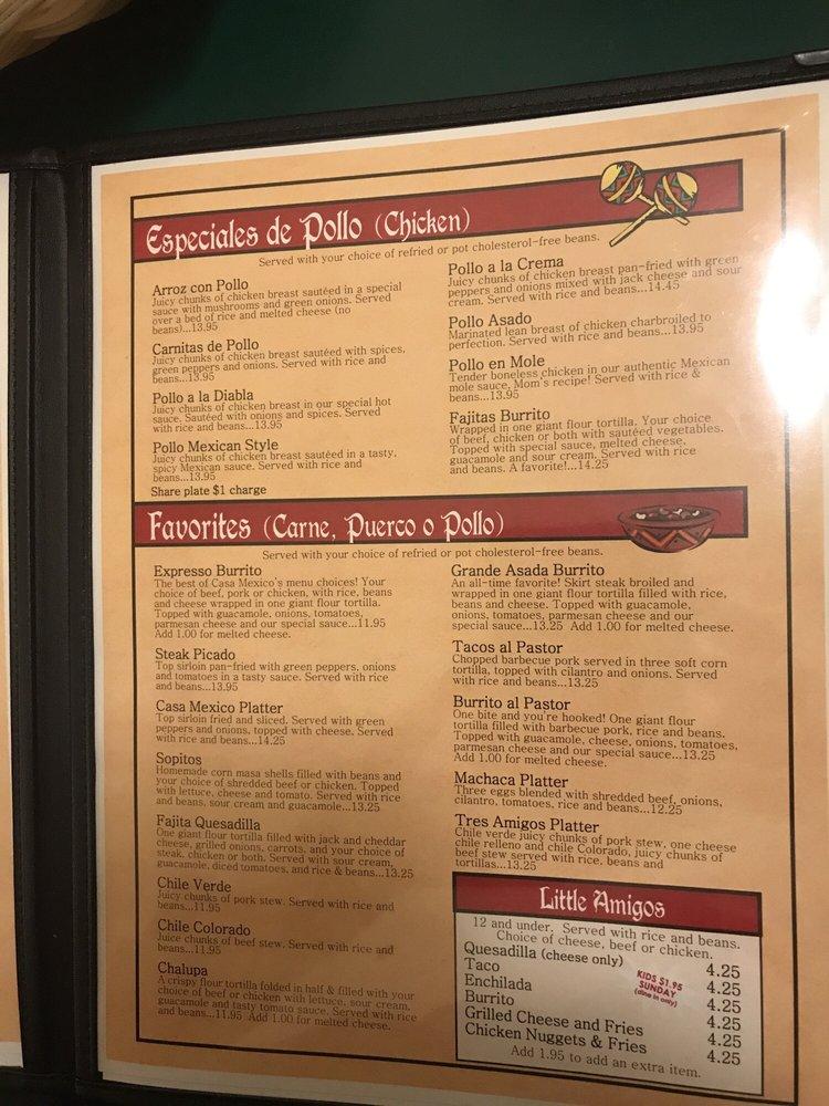 Menu at Casa México restaurant, Boise, Fairview Ave # 104