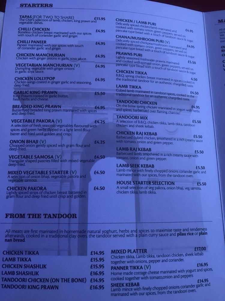 Menu at India Gate restaurant, Belfast