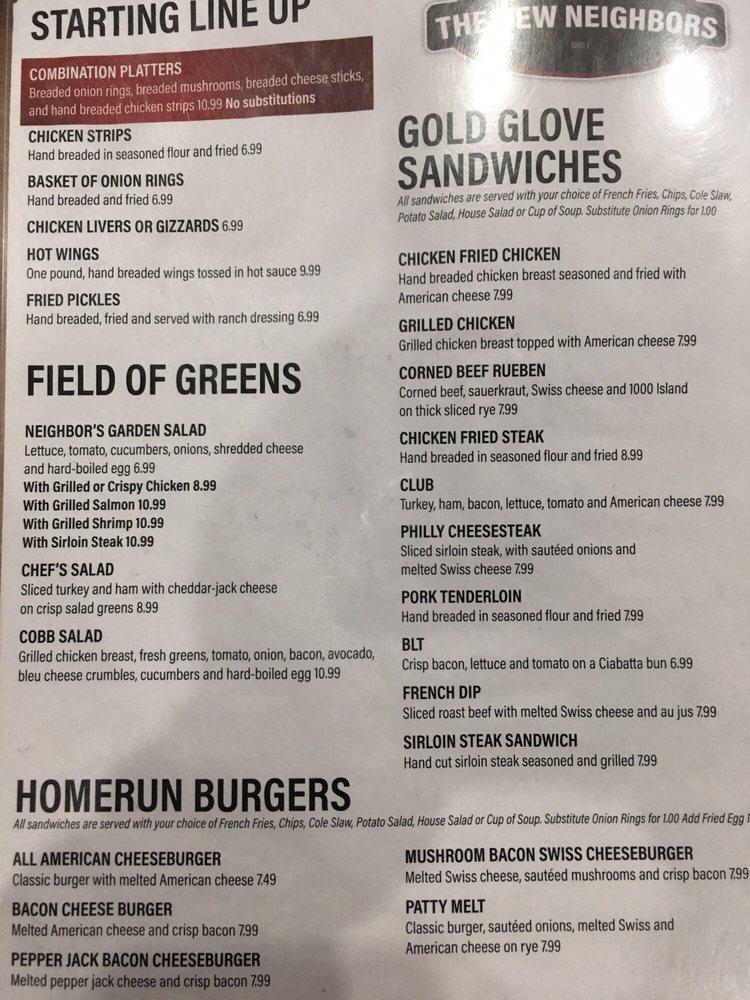 Menu at Neighbors Restaurant & Bar, Wichita