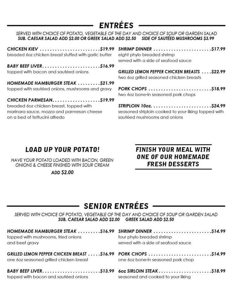 Menu at Patricia Inn Family Restaurant, Dryden