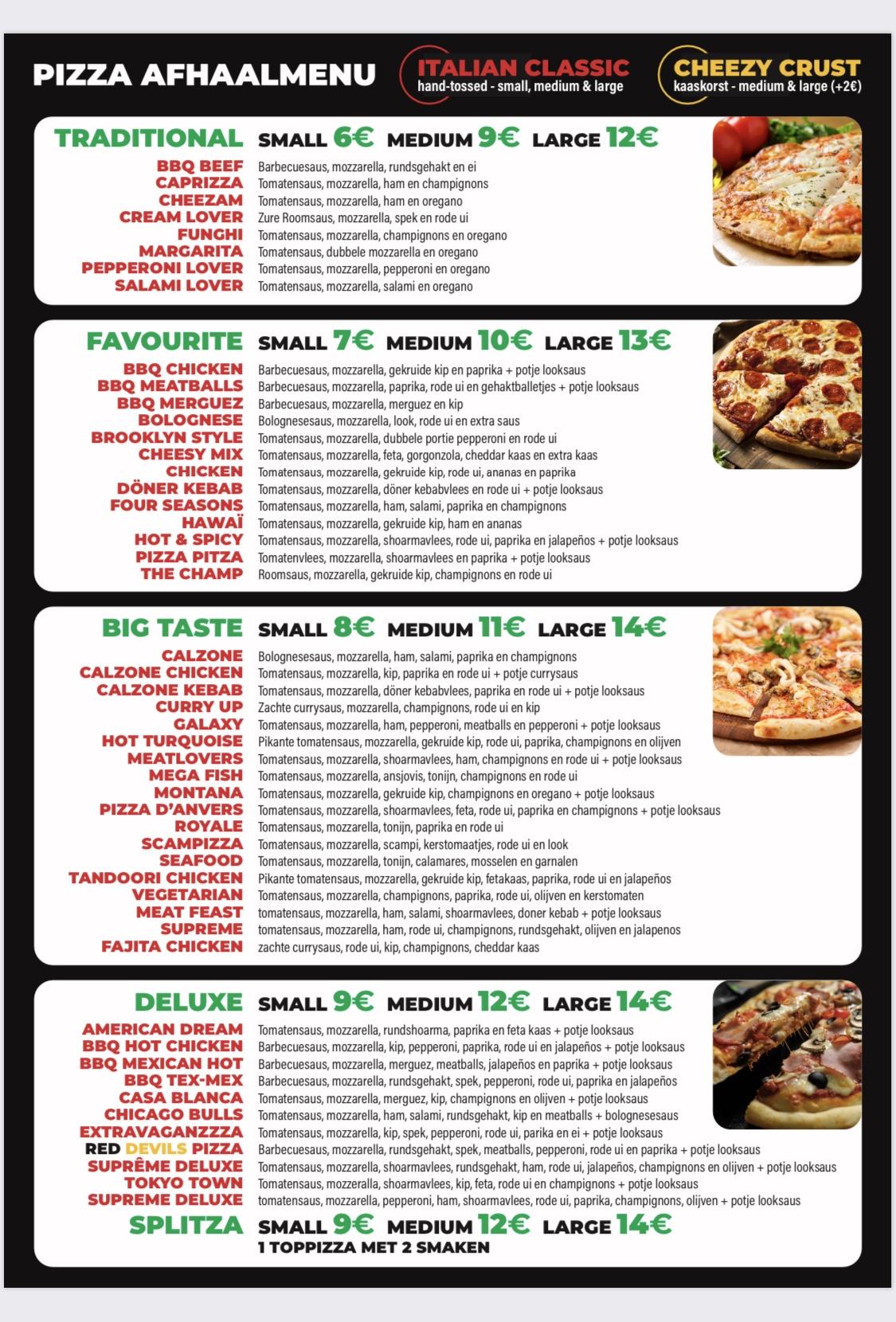Carta de Pitza Service, Aalst