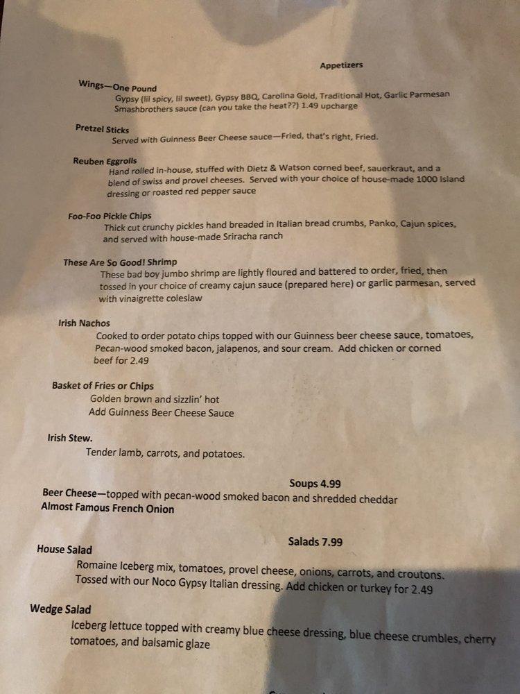 Menu at The Irish Gypsy pub & bar, O'Fallon