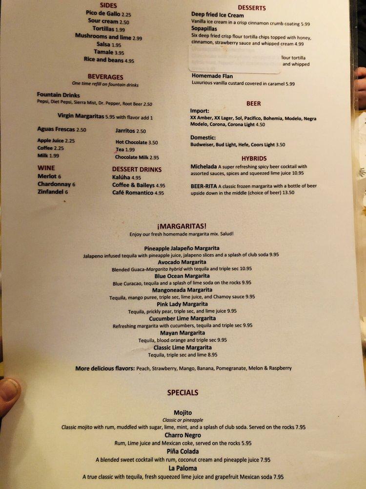 Menu at Una Ves Mas Mexican Restaurant, Seaside