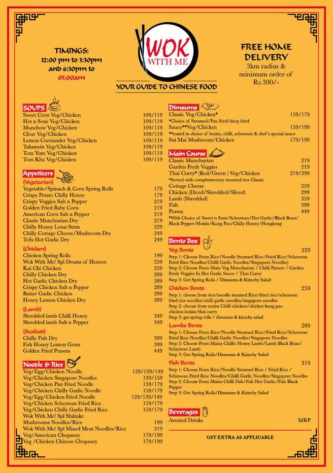Menu at Wok with Me, Gurugram, 515 E