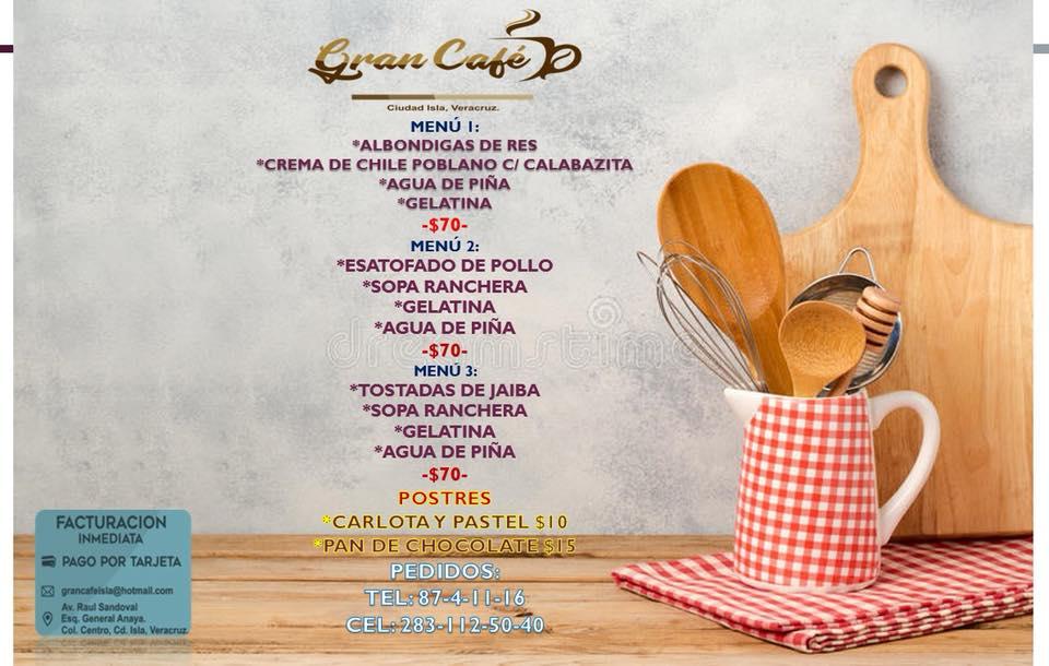 Menu at GRAN CAFÉ, Isla