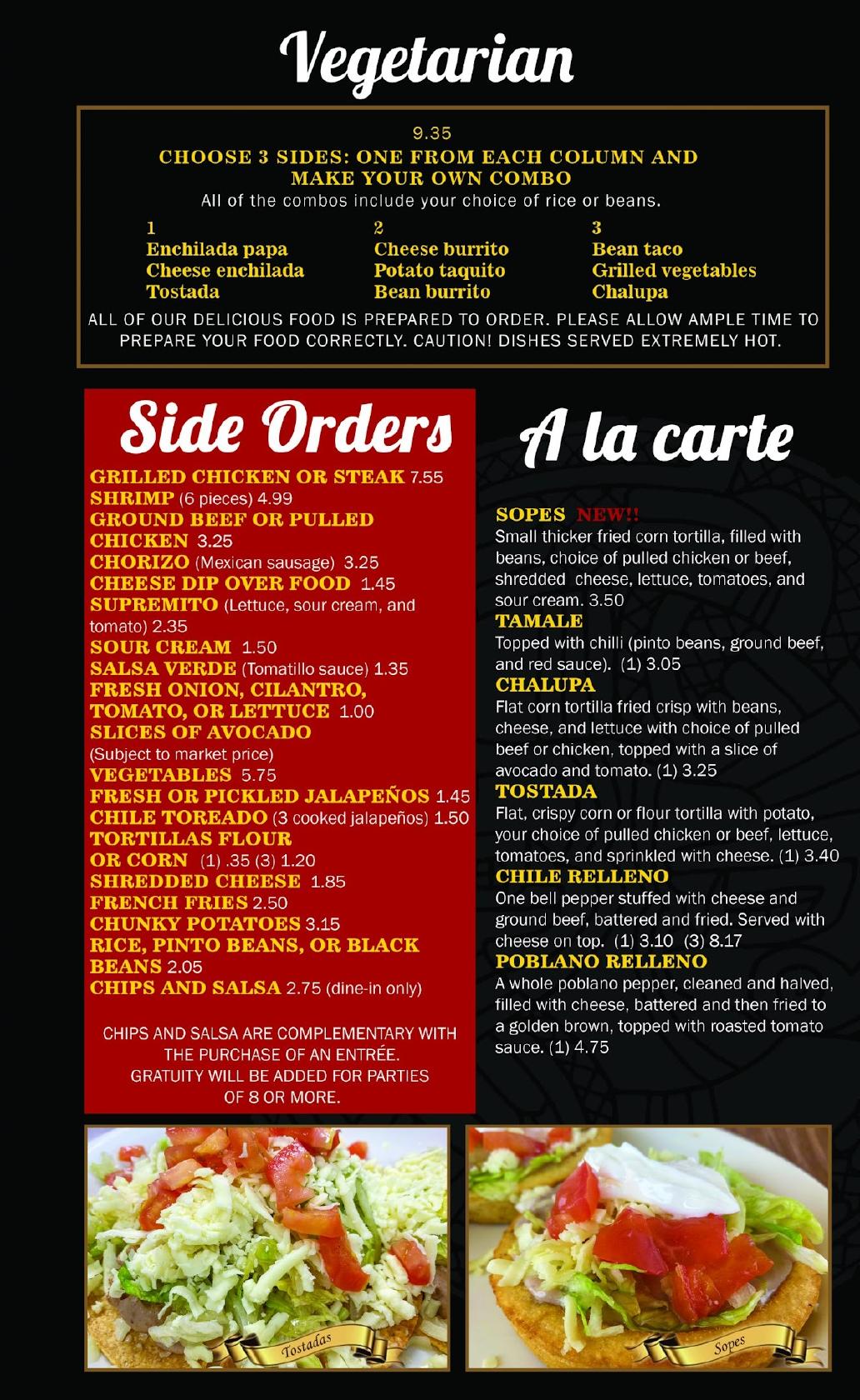 Menu at Los Reyes Mexican Restaurant, Dalton, Cleveland Hwy