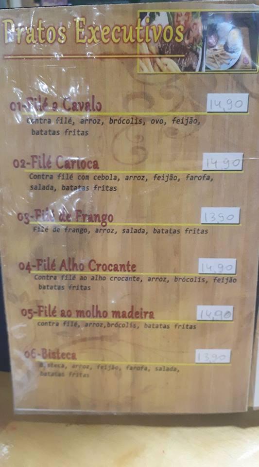 Menu at Mata Fome restaurant, Brazil
