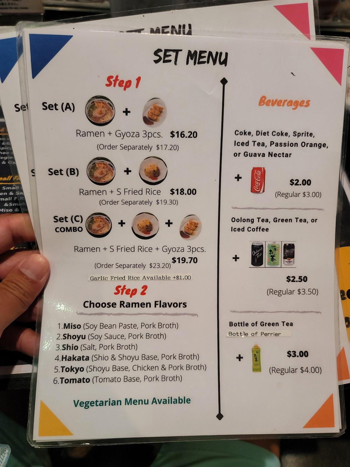 Menu at Ramen Nakamura restaurant, Honolulu, Kalākaua Ave #1