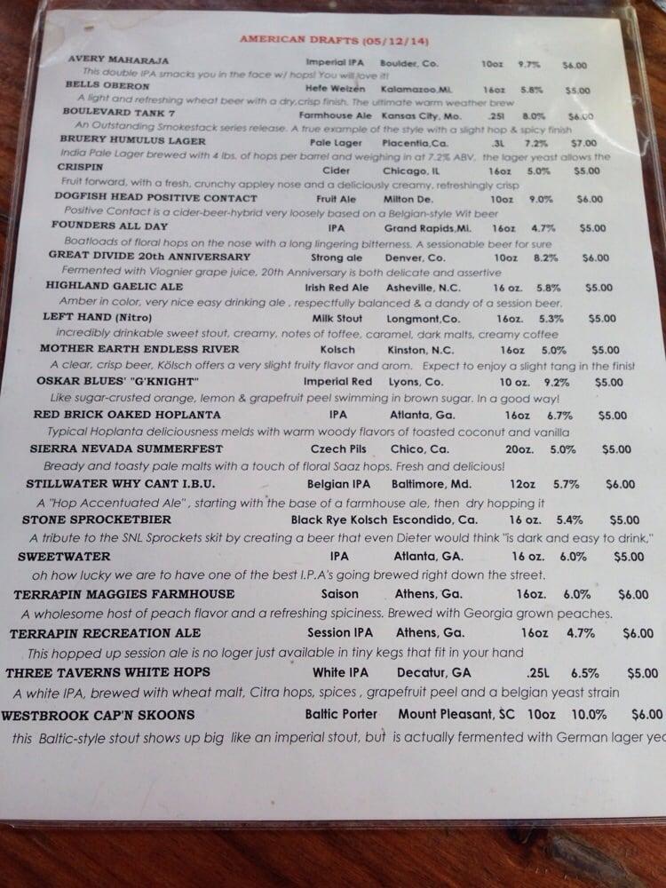 Menu at Brick Store Pub, Decatur