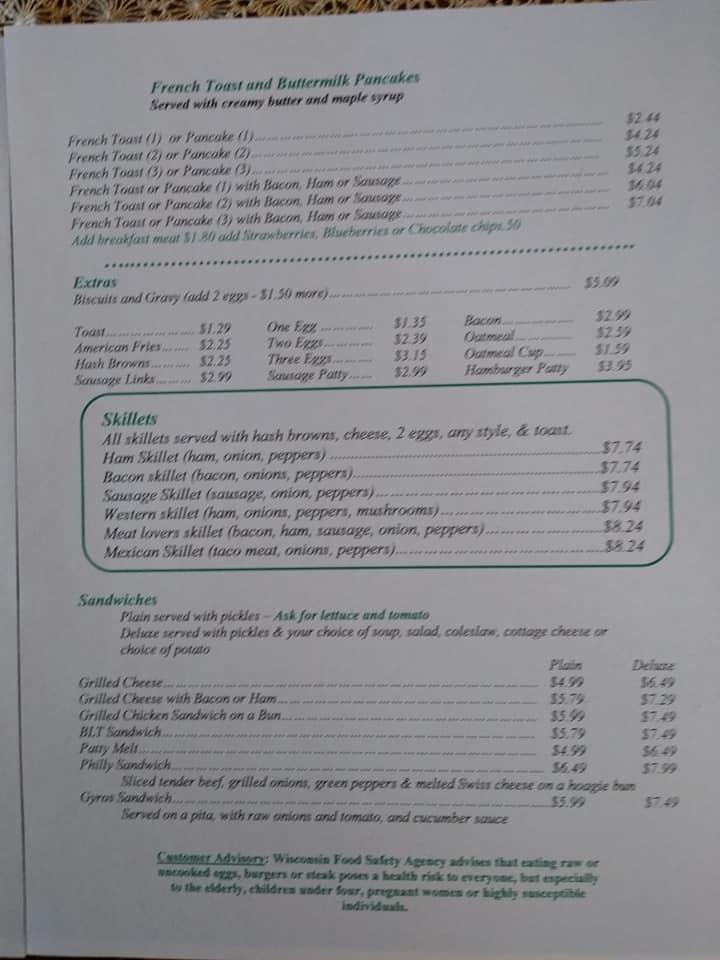 Menu at Bunny Hop Cafe, Junction City