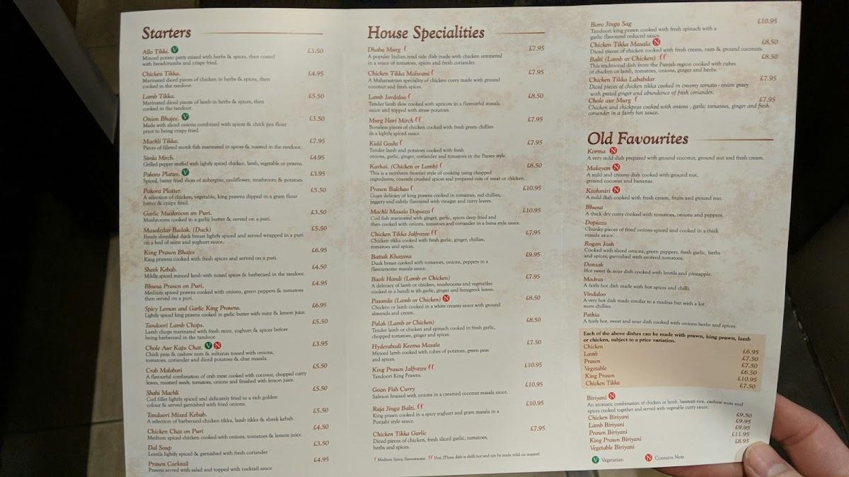 Menu at Char Mausum Indian Restaurant, Morpeth