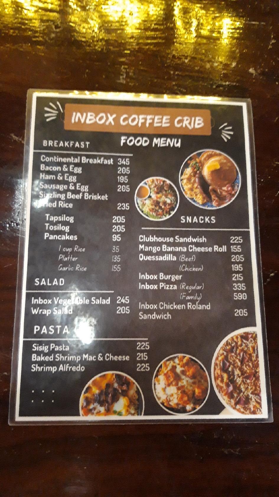 Menu at INBOX Restobar & KTV, Surigao City