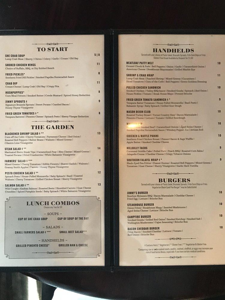 Menu at Jimmy Madison's restaurant, Harrisonburg, 121 S Main St #3602
