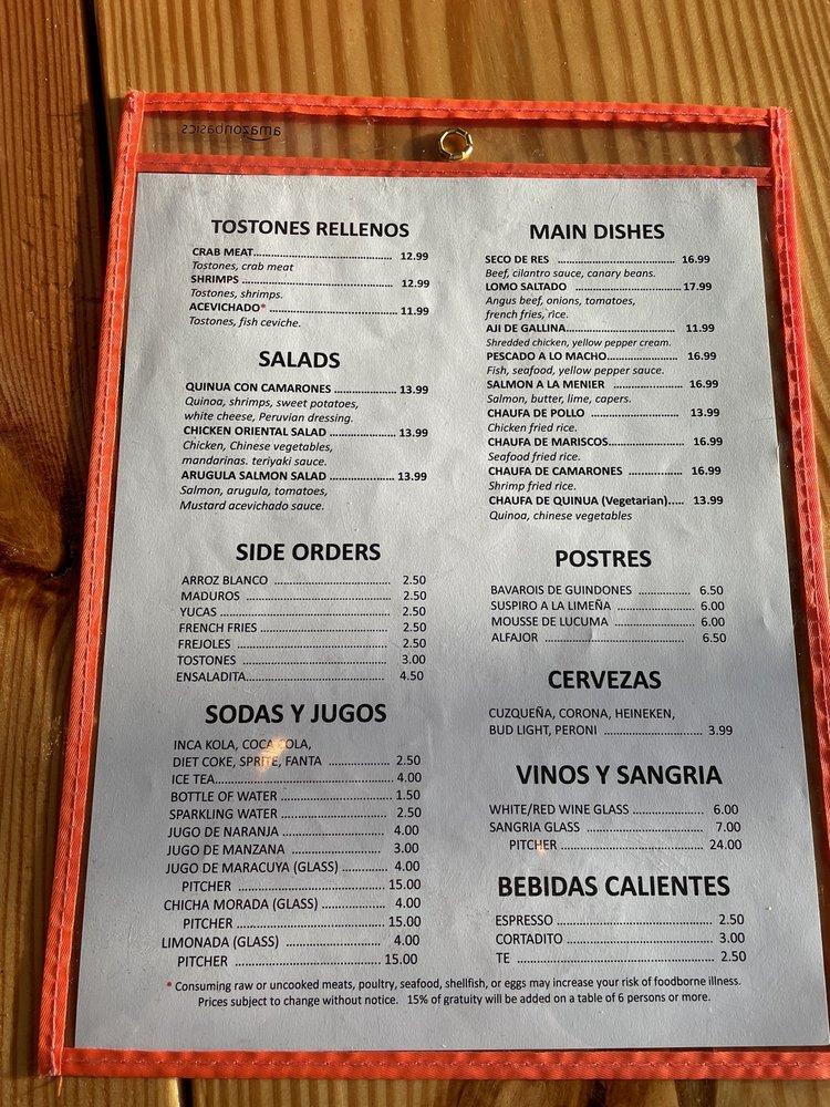 Menu at Mr Ceviche Biscayne Blvd restaurant, Miami