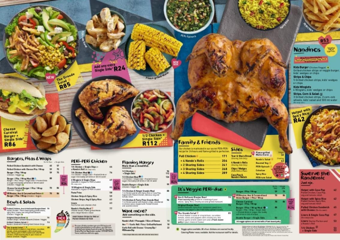 Menu au Nando's Randfontein Village Square restaurant, Randfontein
