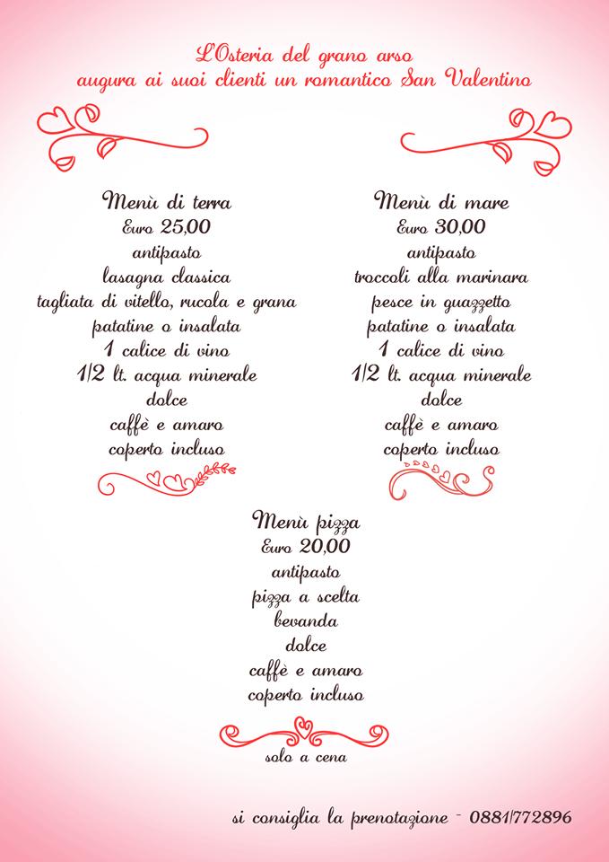 Menu da Osteria del Grano Arso ristorante, Foggia