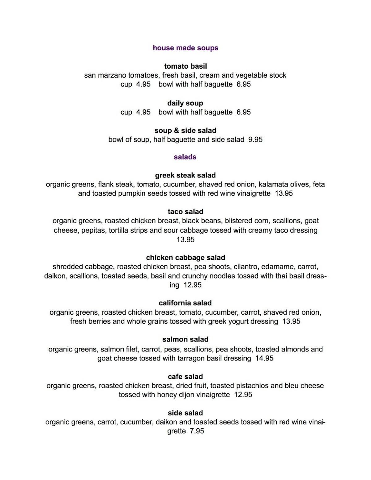 Menu at Purple Onion Café cafe, Los Gatos, Winchester Blvd