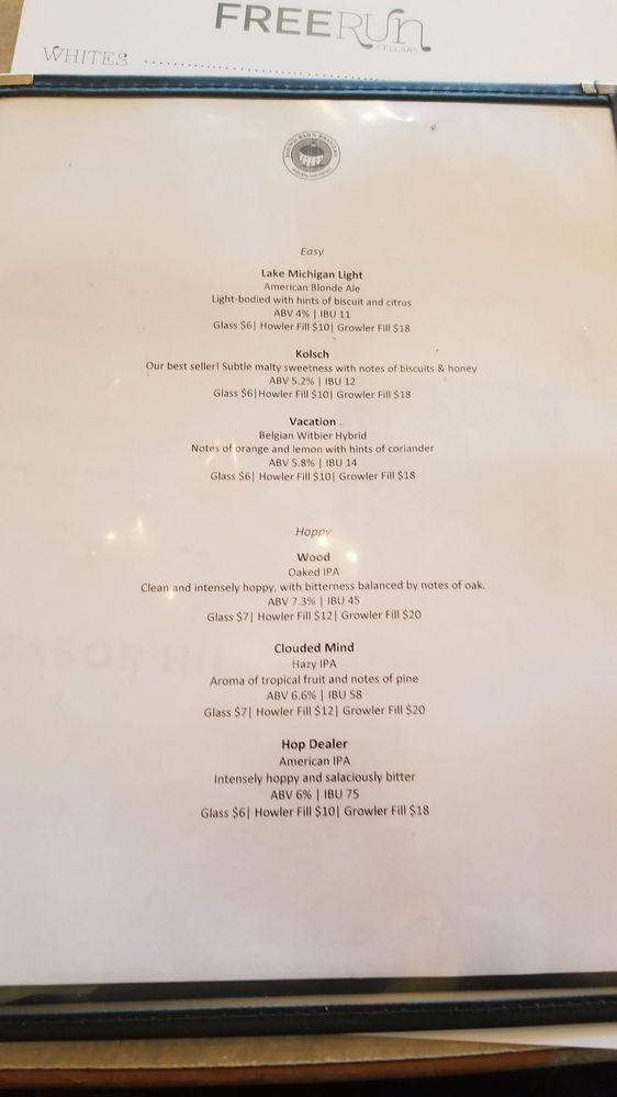 Menu at Round Barn Tasting Room - Union Pier, Union Pier