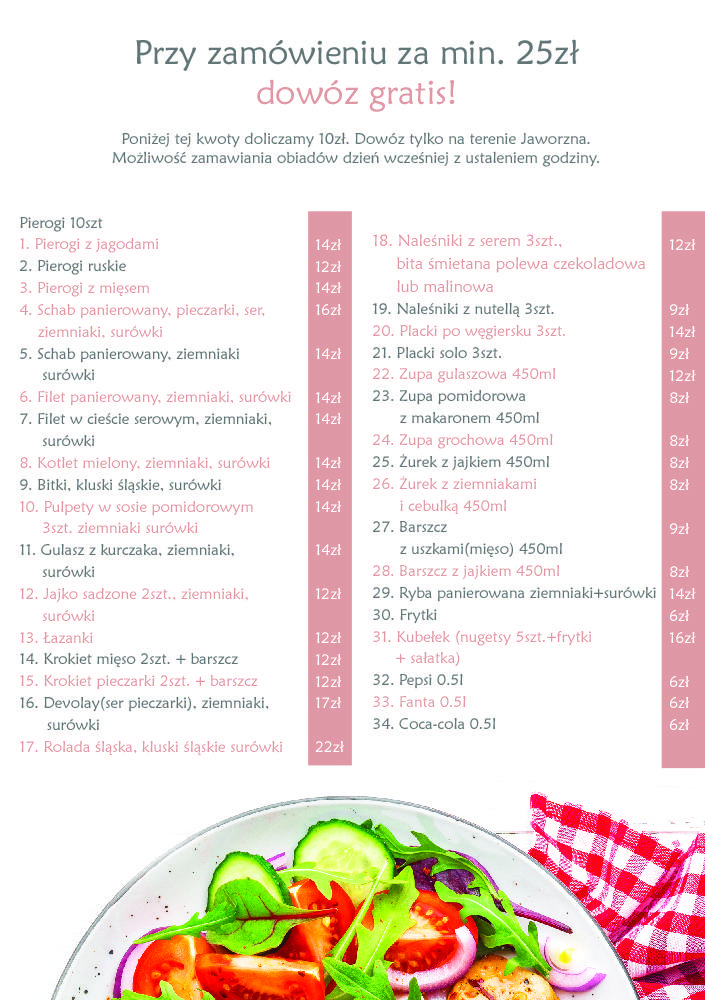 Menu at Bar U Asi, Jaworzno