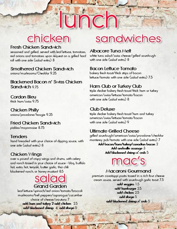 Menu at Café One restaurant, Ormond Beach