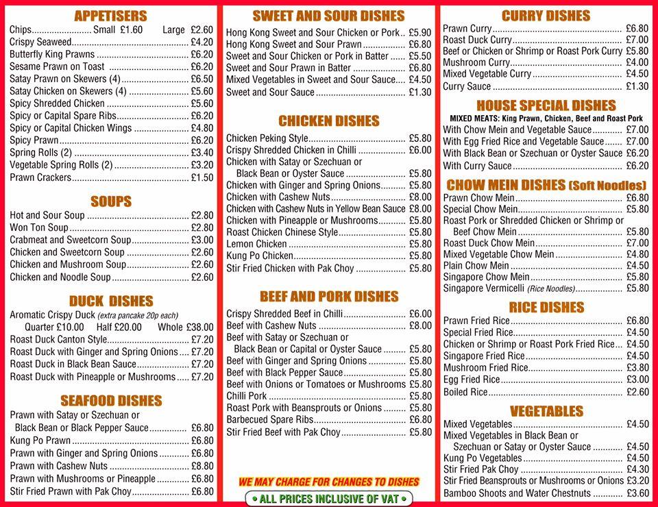 Menu at Golden Phoenix fast food, Maidenhead