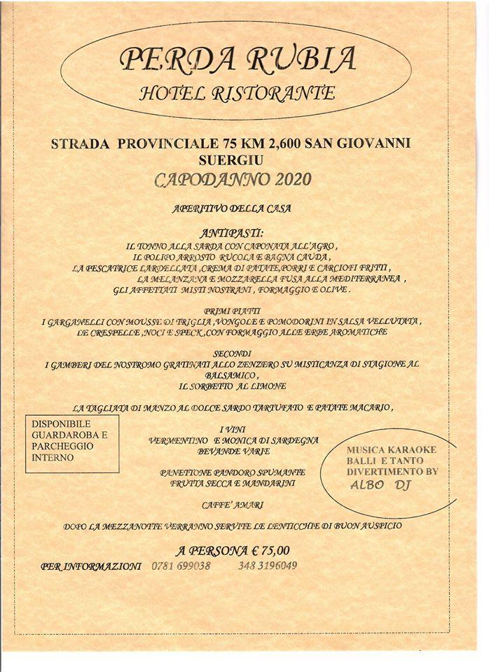 Menu at HOTEL PERDA RUBIA restaurant, San Giovanni Suergiu