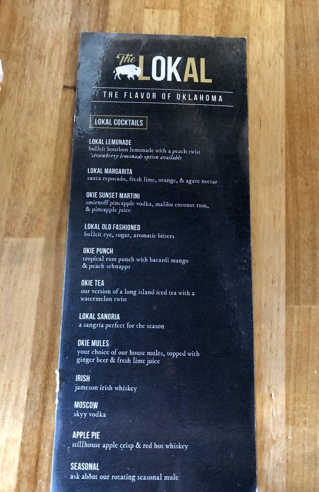 Menu at The Lokal Yukon pub & bar, Yukon