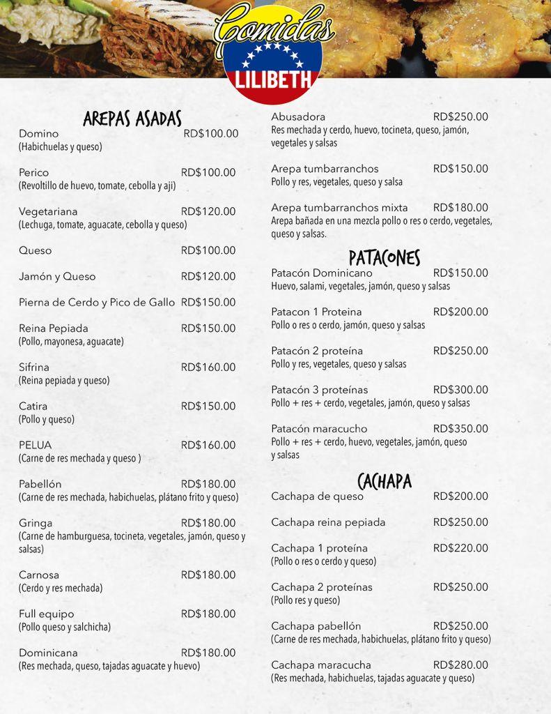 Menu at COMIDAS LILIBETH restaurant, Santiago De Los Caballeros, Av ...