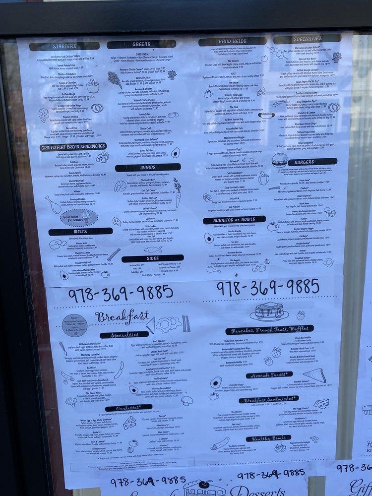 Menu at Helen's Restaurant, Concord