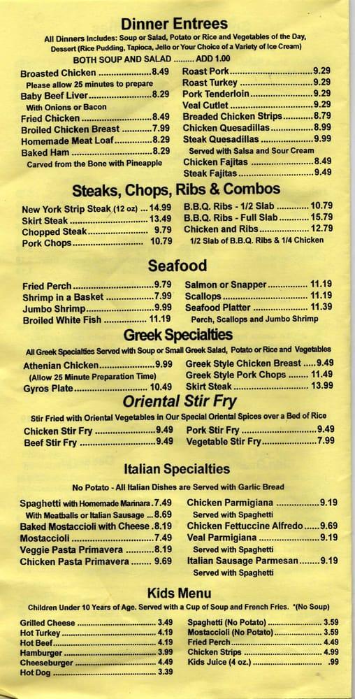 Menu at Island Lake Cafe, Island Lake