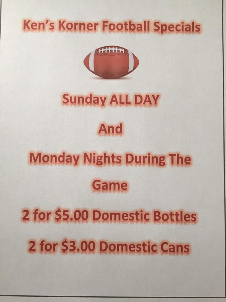 Menu at Ken's Korner pub & bar, Sioux Falls