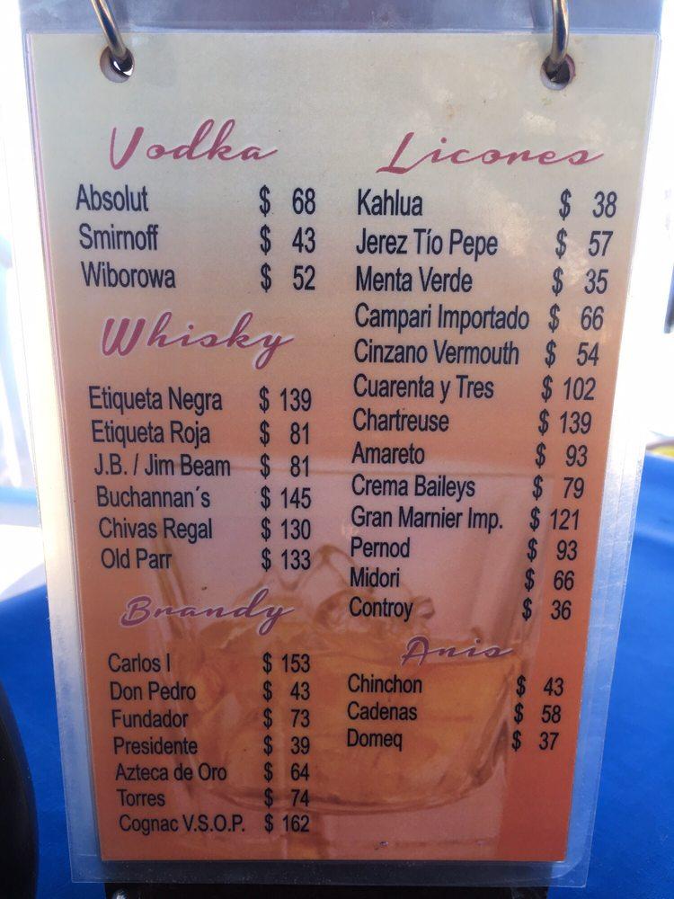 Menu at La Cabaña de Caleta, Acapulco, Playa Caleta Lado Ote S/N