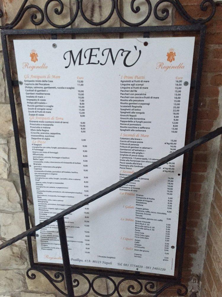 Speisekarte von Ristorante Reginella, Neapel, Via Posillipo