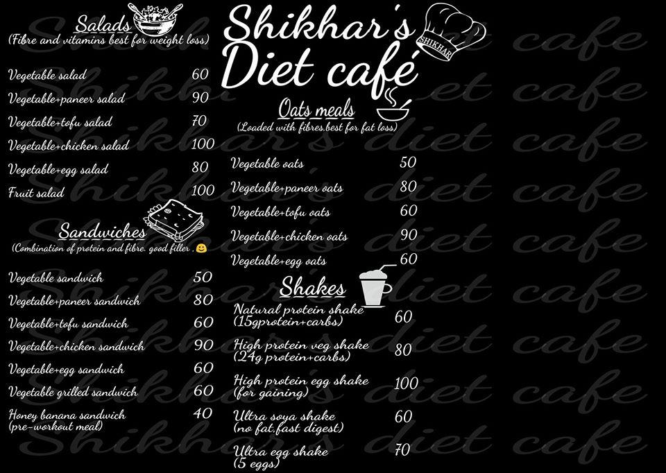 Menu at Shikhar's diet cafe golds gym kharar, Kharar