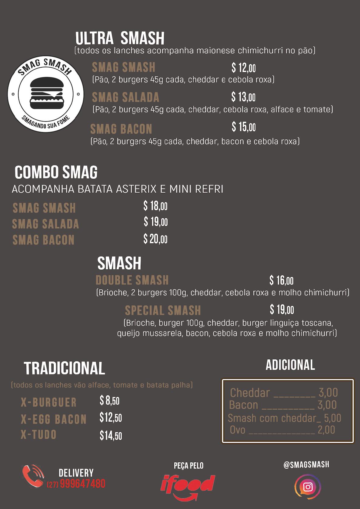 Menu at Smag Smash, Viana
