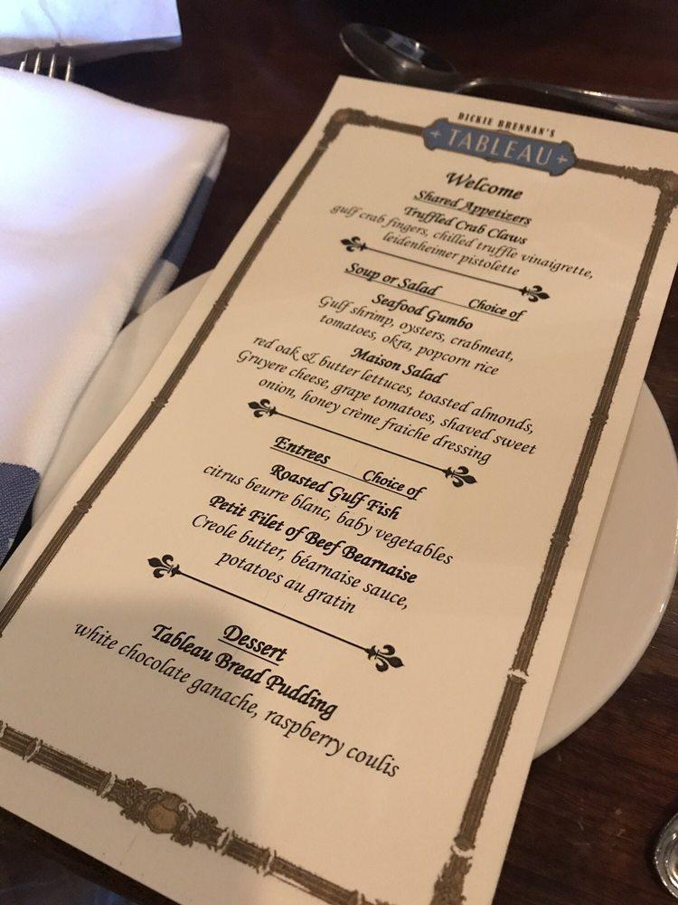 Menu at Tableau pub & bar, New Orleans, 616 St Peter