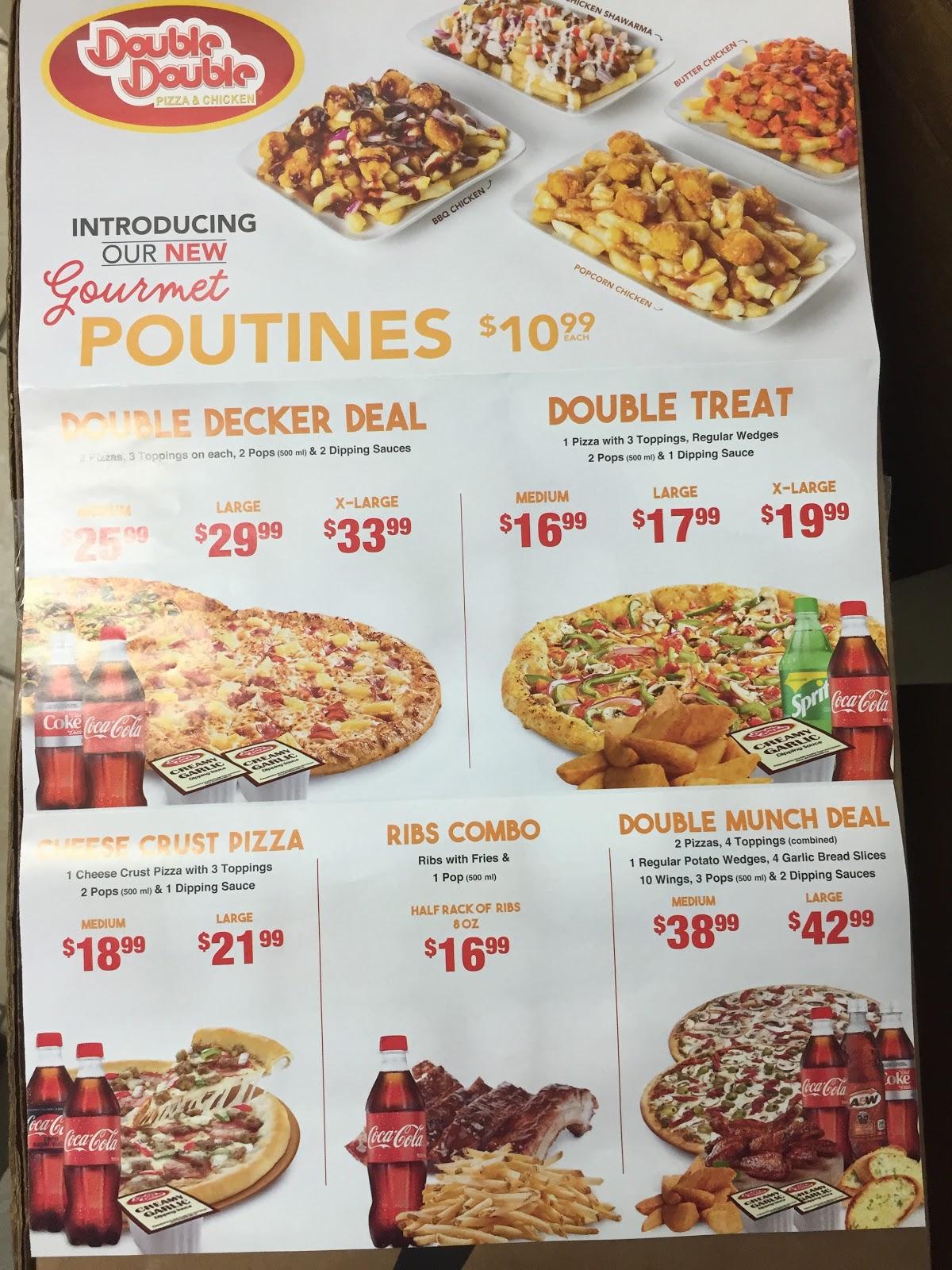 Menu at Double Double Pizza restaurant, Woodstock