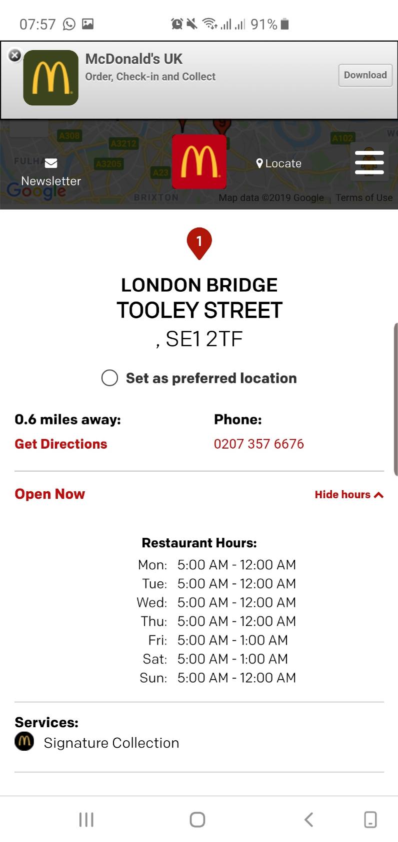 Menu at McDonald's fast food, London, Tooley St