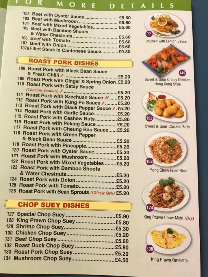 Menu at New Dragon City, Tutbury