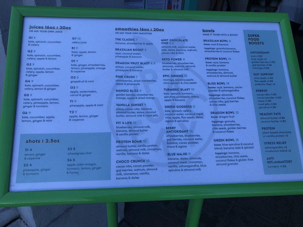 Menu at Parakeet Cafe, Coronado
