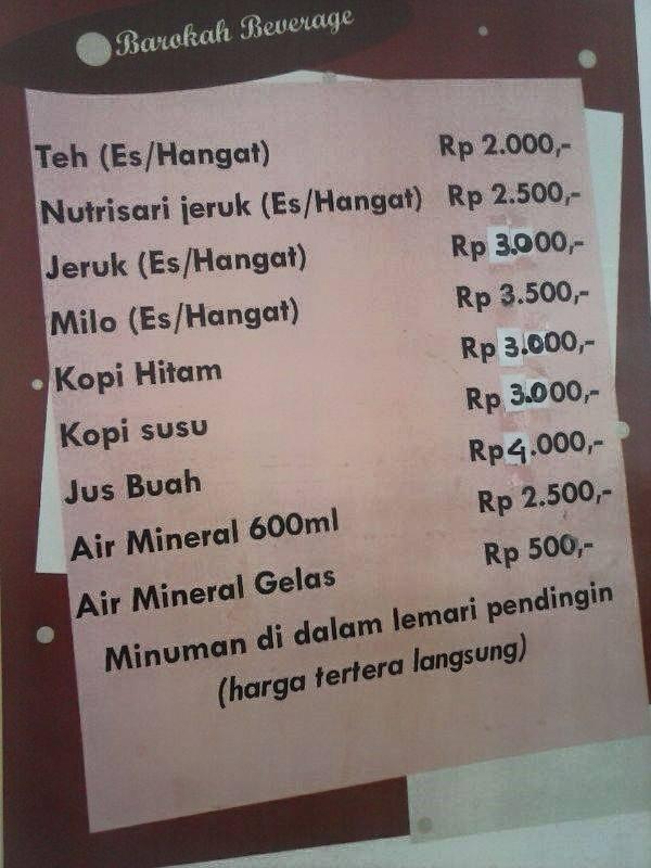 Menu at Warung Barokah 10, Malang, Jl. Raya Candi 3 No.193