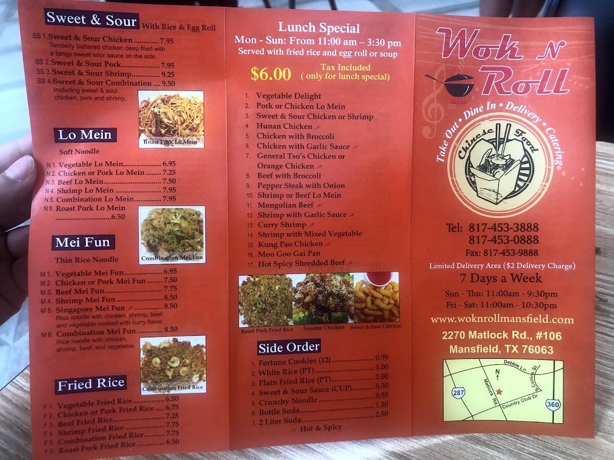 Menu at Wok N Roll restaurant, Mansfield