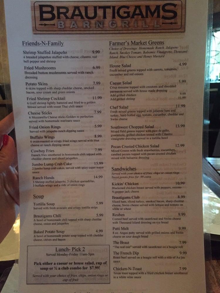 Menu at The Empty Glass pub & bar, Tomball, 104 Market St